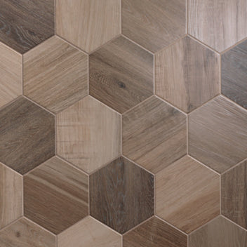 King Wood Nut Plain 10" Porcelain Hexagon – Mission Stone & Tile