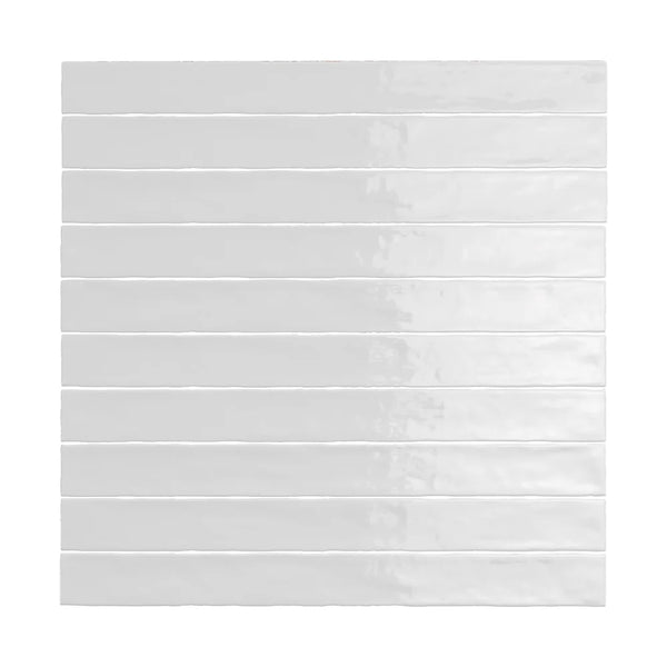 Lines Titanium White Glossy 2x20 Wall Tile - Mission Stone & Tile