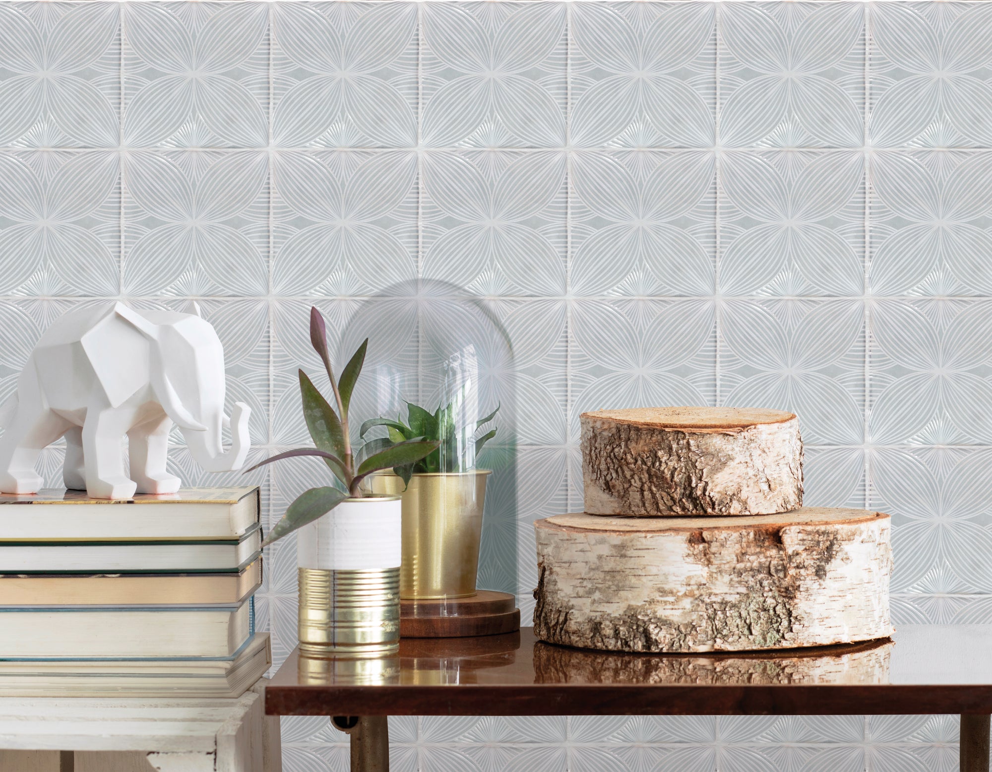 Harmony Silver Lake Burst 5X5 Ceramic Wall Tile - Mission Stone & Tile