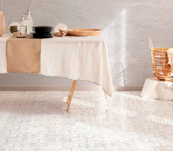 Marco Moonstone Deco Porcelain Hexagon Tile - Mission Stone & Tile