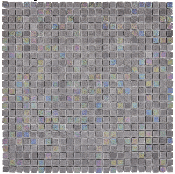 Deco Mini 1X1 Grey Iridescent Tumbled Mosaic - Mission Stone & Tile