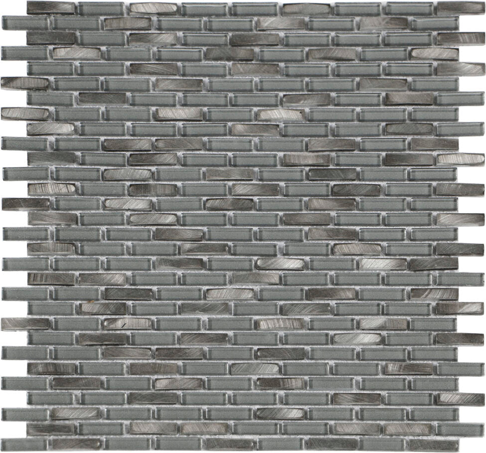 Elements Silver Mini-Brick Glass Mosaic - Mission Stone & Tile