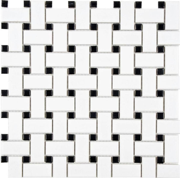 Basket Weave | Ceramic White | Bathroom Tile - Mission Stone & Tile